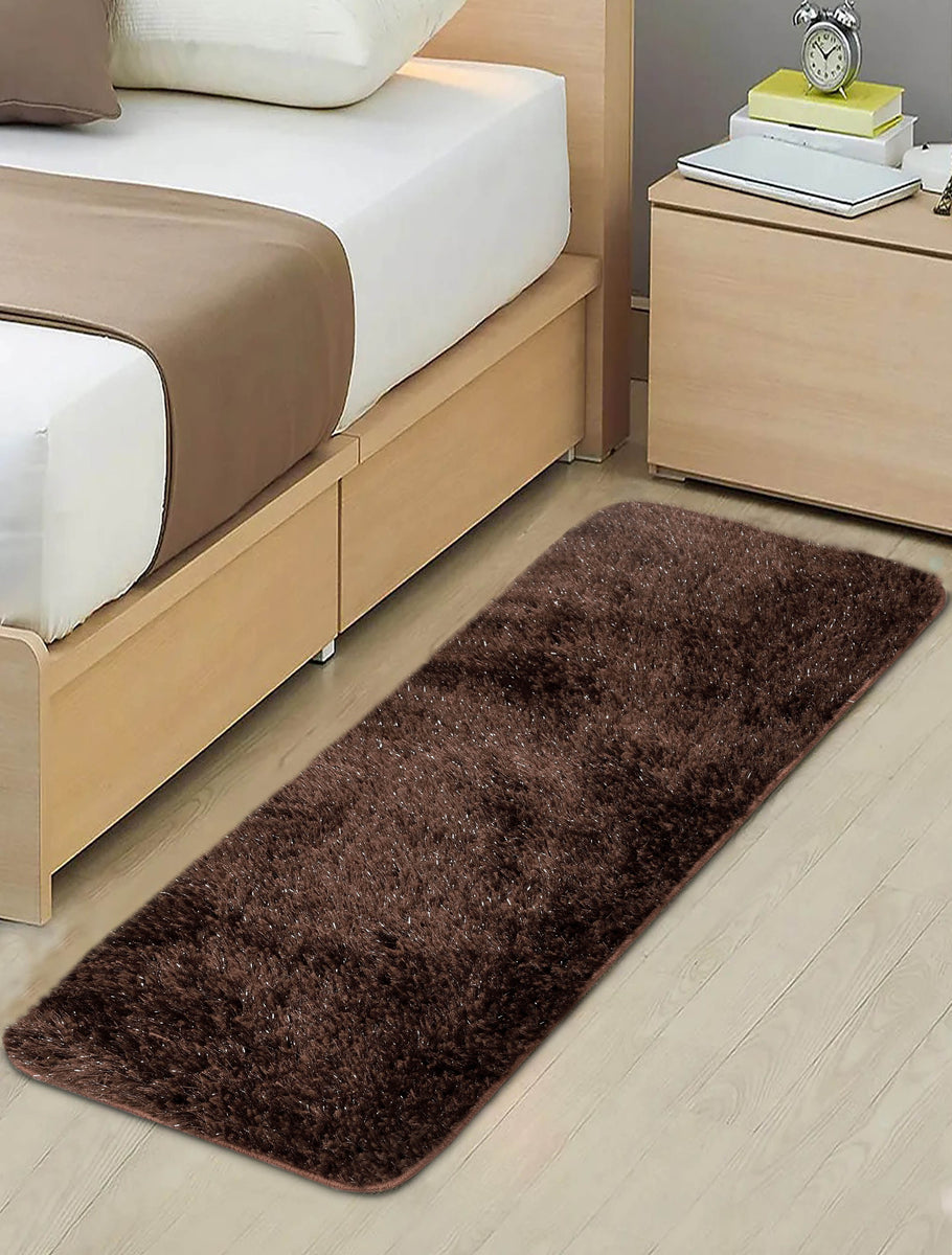 Shaggy Medium Shiny Pile Runner | Anti-Slip Modern Floor Rug