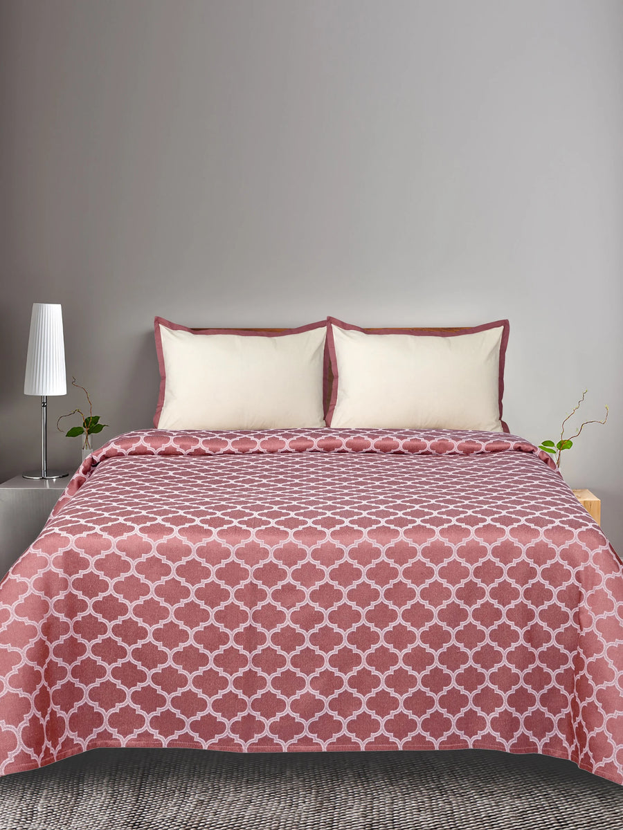 NOOR Cotton Bed Cover-Sheet + 2 Pillow Covers